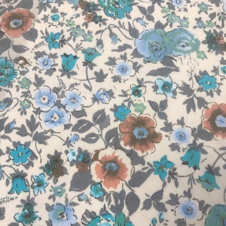 Italian Cotton Print Flowers CREAM