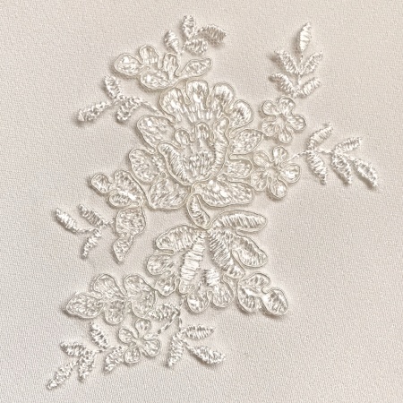 Corded Lace Flower Motifs With Sequins x 2 IVORY